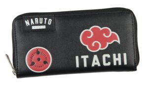 naruto shippuden itachi uchiha akatsuki red cloud mangekyo sharingan zip around wallet