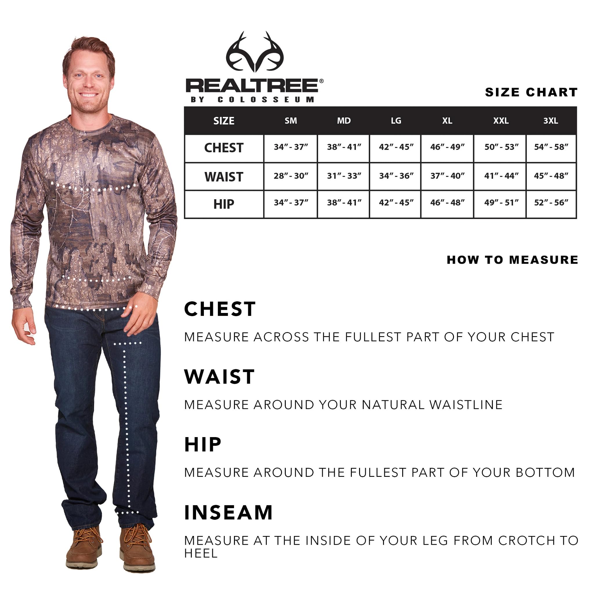 Realtree Men's Essential Camo Lightweight Performance Long Sleeve Shirt (RT Timber, X-Large)