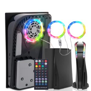 playstation 5 accessory kits, ps5 black plates disc edition and ps5 led strip with 8 colors and remote control