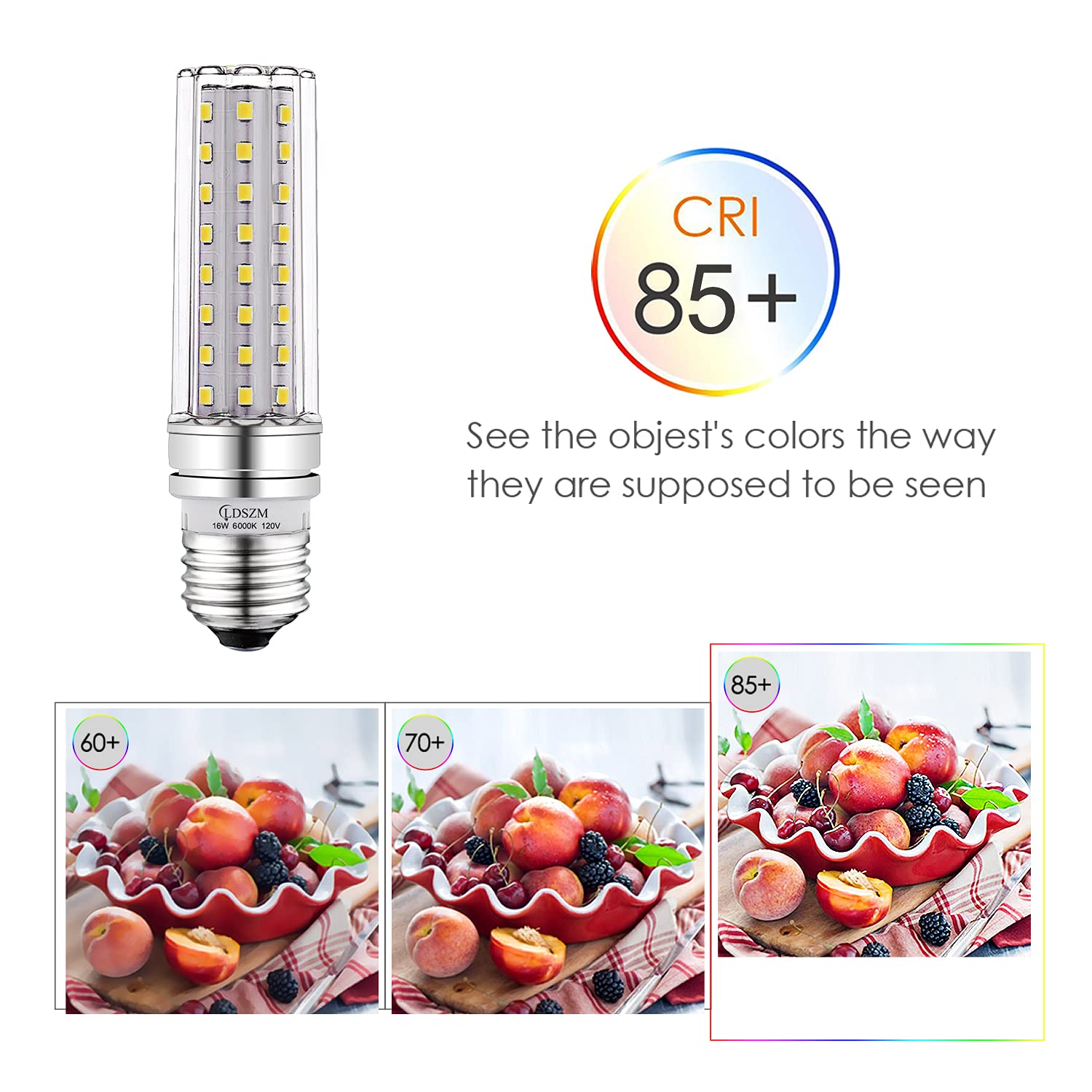 LDSZM LED Corn Light Bulb 120W Equivalent 1400 Lumen 6000K Cool Daylight 16W E26/E27 Base Non-dimmable Ceiling Fan Corn Lighting for Home Garage Warehouse Indoor LED Corn Bulbs 4 Pack