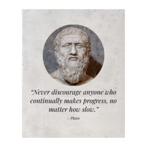 never discourage anyone - plato quotes wall art poster, this motivational wall decor is an ideal inspirational art for home decor, bedroom decor, or man cave room decor aesthetic, unframed - 8x10