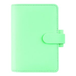 Filofax Saffiano Organizer, Mini Size, Neo Mint - Cross-Grain, Leather-Look, Six Rings, Week-to-View Calendar Diary, Multilingual, 2022 (C028804-22)