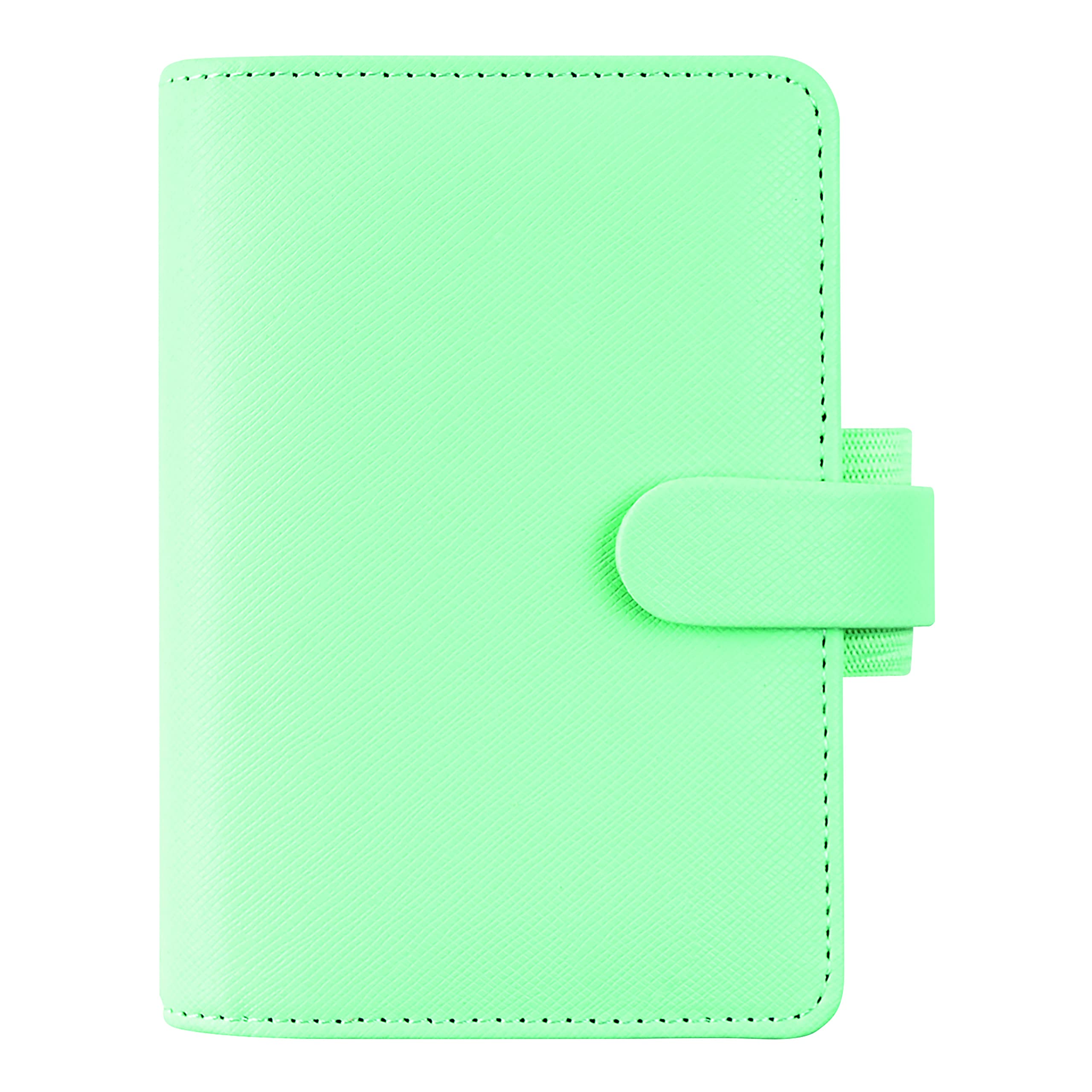 Filofax Saffiano Organizer, Mini Size, Neo Mint - Cross-Grain, Leather-Look, Six Rings, Week-to-View Calendar Diary, Multilingual, 2022 (C028804-22)