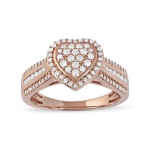 dzon sterling silver with rose gold plating 1/2ct. tdw. round diamond composite heart frame engagement ring love gift for women(i-j,i2) 6