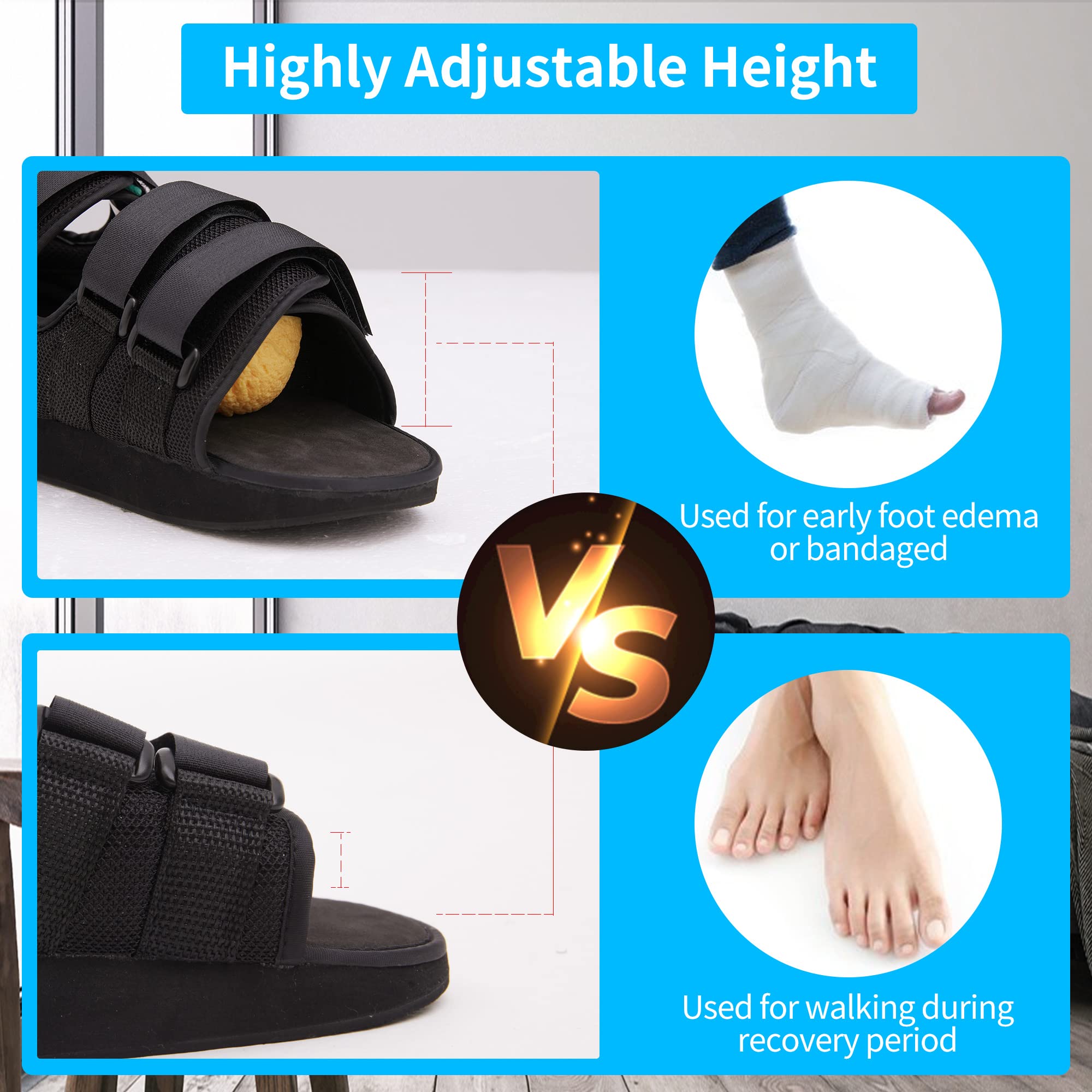 GHORTHOUD Post-op Shoes Heel Wedge Healing Shoe Lightweight Heel Relief Medical Orthopedic Foot Brace Off-loading Shoes for Ulcerations, Feet Wounds(Medium)