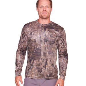 Realtree Men's Essential Camo Lightweight Performance Long Sleeve Shirt (RT Timber, X-Large)