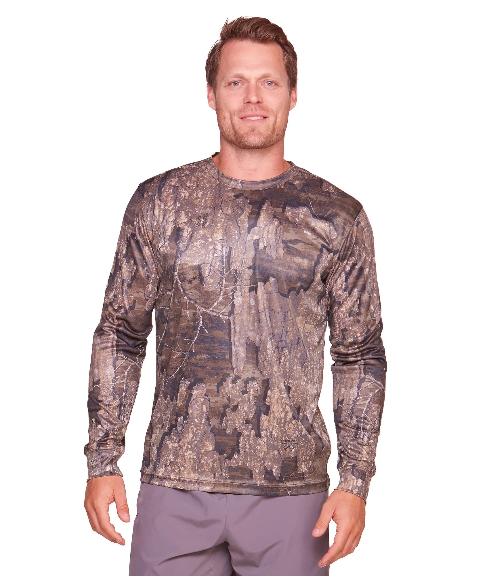 Realtree Men's Essential Camo Lightweight Performance Long Sleeve Shirt (RT Timber, X-Large)