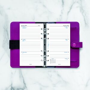 Filofax Refill, Personal/Compact Size, Week-to-View, White Paper, Ruled, English, 2022 (C68418-22)