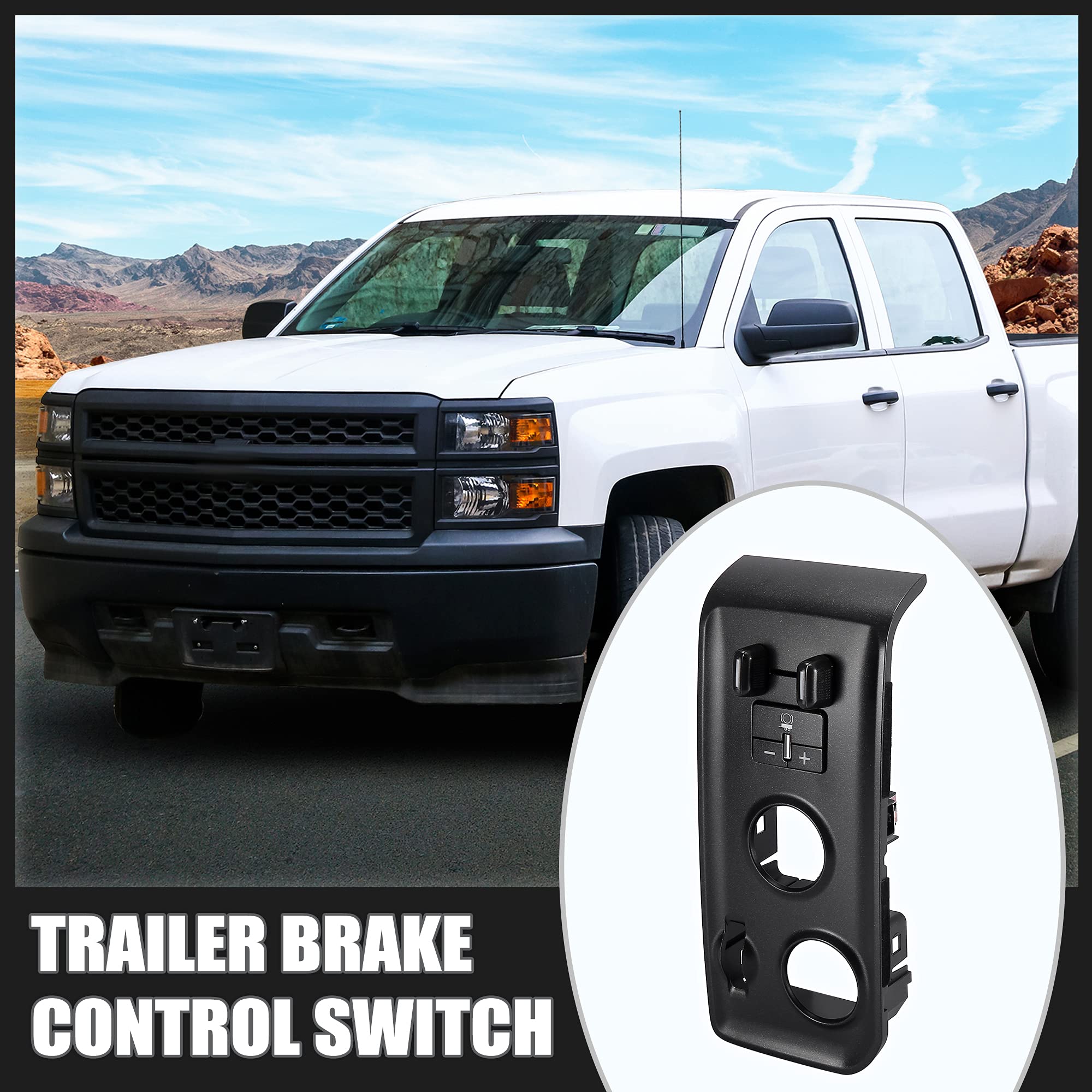 X AUTOHAUX Trailer Brake Control Switch Panel Fit for Chevy Silverado 1500 2500HD 3500HD for GMC Sierra 2014-2019 Replaces 84109447 23476237 Black