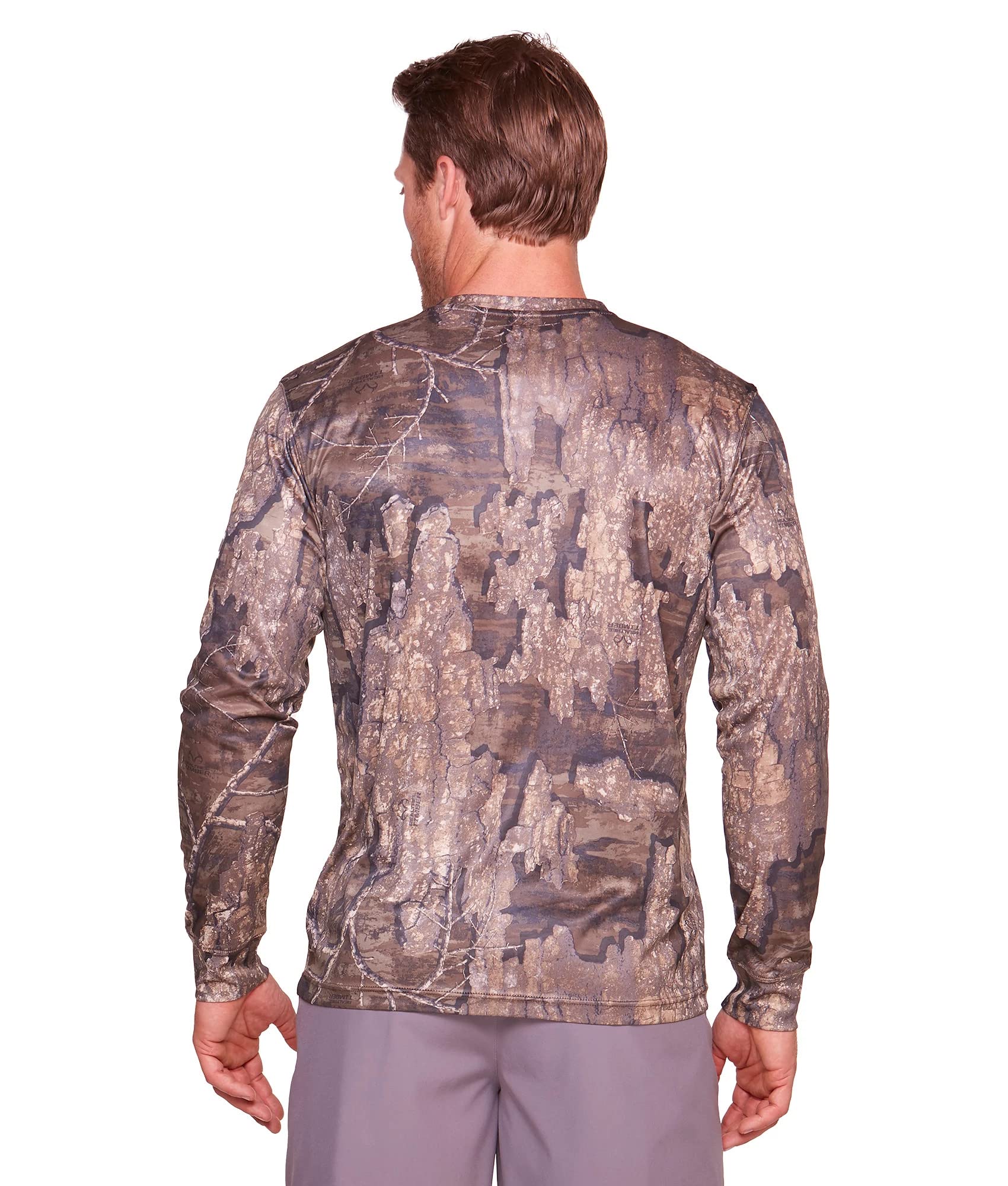 Realtree Men's Essential Camo Lightweight Performance Long Sleeve Shirt (RT Timber, X-Large)