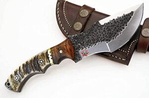 fb leather crafts d2 tracker hunting knife large knives survival skinning hammered sheath steel 9.75 inches