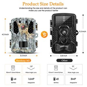 Hawkray Trail Camera 20MP 1080P，Free 32G Micro SD Card and 4AA Batteries,120°Wide-Angle Motion Latest Sensor View 0.2s Trigger time,IP65Waterproof，Game Cameras for Wildlife Monitoring…