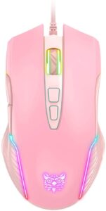 simgal rgb gaming mouse wired, usb optical computer mice with rgb backlit, 6 adjustable dpi up to 6400, ergonomic gamer laptop pc mouse with 7 programmable buttons for windows vista linux (pink)