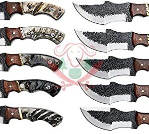 FB LEATHER CRAFTS D2 Tracker Hunting Knife Large Knives Survival Skinning Hammered Sheath Steel 9.75 Inches