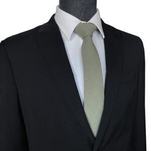 CANGRON Men Sage Green Cotton Solid Tie Wedding Necktie Solid Tie with Gift Box LM1CSG