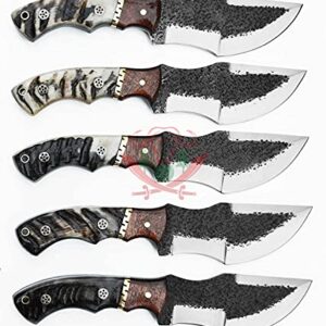 FB LEATHER CRAFTS D2 Tracker Hunting Knife Large Knives Survival Skinning Hammered Sheath Steel 9.75 Inches