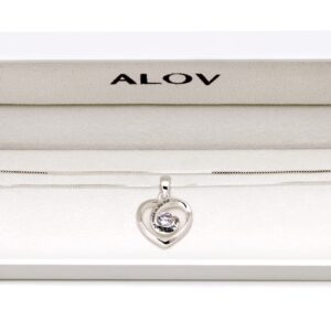 ALOV Jewelry Sterling Silver She believed she could so she did Love Heart Cubic Zirconia Pendant Necklace