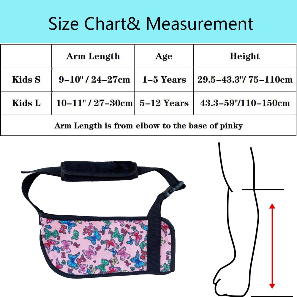 Ledhlth Butterfly Toddler Arm Sling for Girls Fashionable Colorful Children Sling Elegant Kids Sling Padiatric Brace Support Immobilizer for Shoulder Elbow Shoulder Wrist Injury Right Left