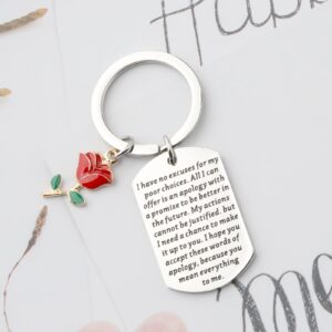 UJIMS Sorry Gifts Funny Apologizing Keychain Idea I Hope You Accept These Words Of Apology for Him Her Forgive Me Gift (Forgive Me Keychain)