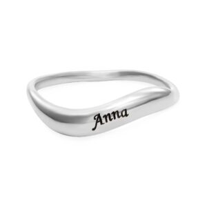 myka - personalized stackable wavy name ring in sterling silver 0.925, 18k gold & rose gold plating, vermeil - customized jewelry for holiday, christmas, wedding, mother’s day, designer dainty gift for women, her, new mom, wife