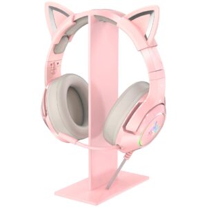 simgal pink headphones stand, universal gaming headset holder hanger with stable base k9 cat ear headset(not included) and all headphones