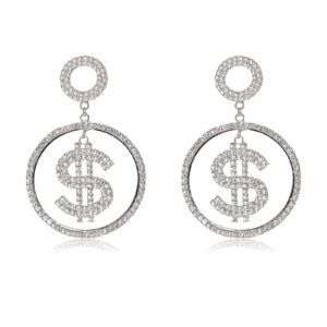 crystal dollar stud earrings for women dollar money sign earrings statement wealth earrings set