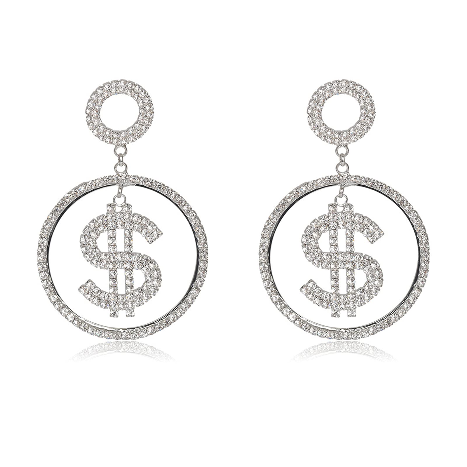 Crystal Dollar Stud Earrings for Women Dollar Money Sign Earrings Statement Wealth Earrings Set