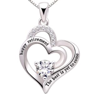 alov jewelry sterling silver happy retirement the best is yet to come love heart cubic zirconia pendant necklace