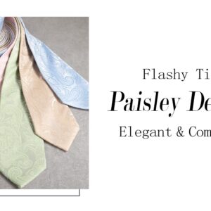 TaecMin Sage Tie Dusty Green Ties for Men Paisley Neckties and Pocket Squares Set for Weddings