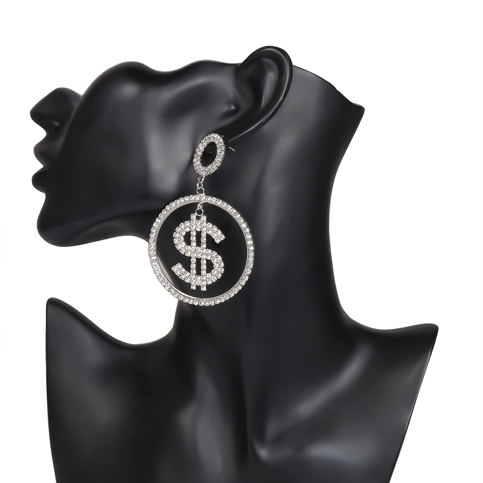 Crystal Dollar Stud Earrings for Women Dollar Money Sign Earrings Statement Wealth Earrings Set