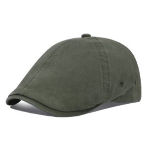 voboom cotton washing flat cap cabbie hat gatsby ivy irish hunting newsboy (army green)