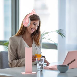 SIMGAL Pink Headphones Stand, Universal Gaming Headset Holder Hanger with Stable Base K9 Cat Ear Headset(Not Included) and All Headphones