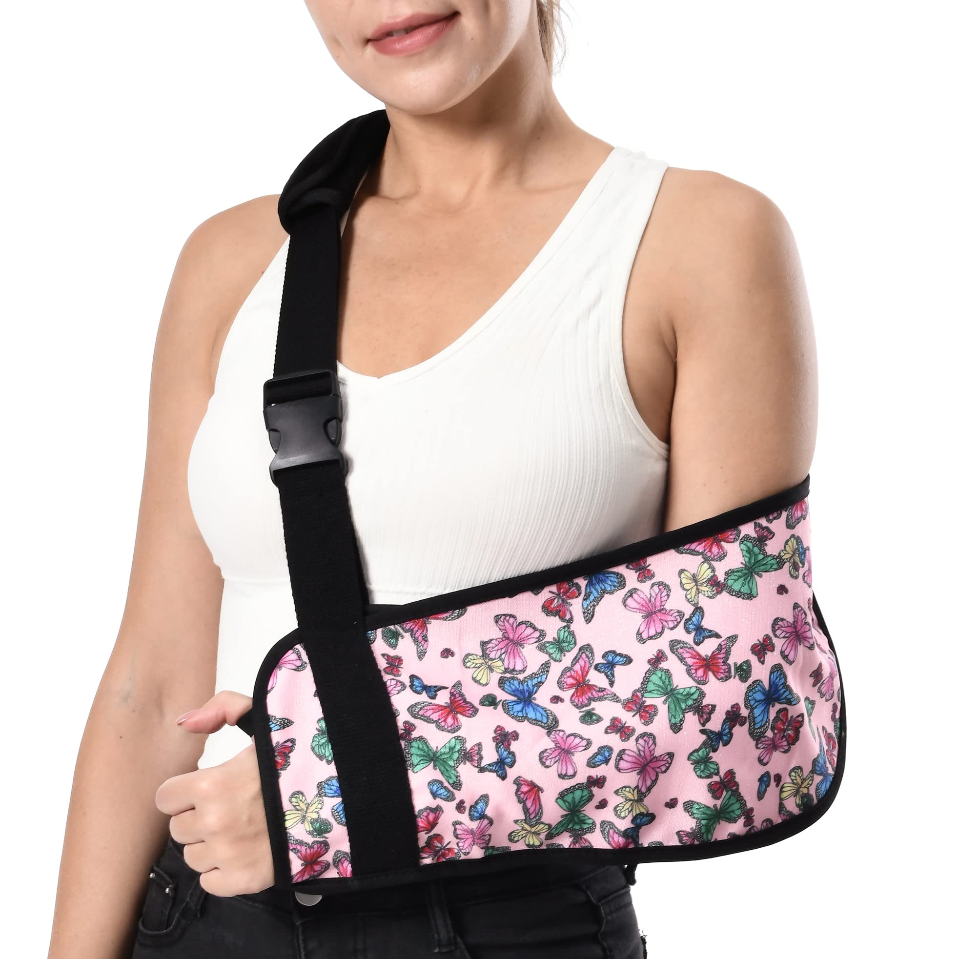 Ledhlth Butterfly Arm Sling for Women Fashionable Colorful Ladies Sling Elegant Youth Sling Adult Brace Support Immobilizer for Shoulder Elbow Shoulder Wrist Injury Right Left (Butterfly, Adults L)