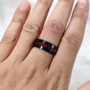 ringheart 2 Rings His and Her Ring Couple Rings Matching Ring 1.5ct Red CZ Womens Wedding Ring Sets Titanium steel Mens Wedding Bands