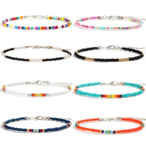 xijin large beaded anklets set handmade plus size colorful beads anklet for women foot ankle bracelet 9-11 inches