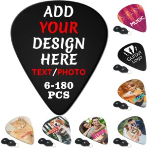 custom guitar picks 6-180 pack personalized guitar picks set design photo text name 0.71mm thin, electric guitar bass ukulele accessories memorial gift for men women (0.71mm double sided printing)