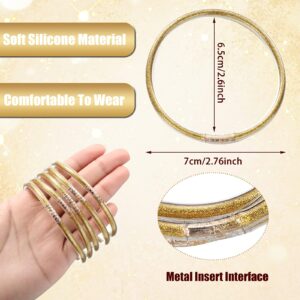 Kigeli 20 Pcs Glitter Jelly Bangles Bracelets Set for Buddha, Glitter Filled Jelly Gold Buddha Bracelets for Summer Women Birthday, Mother's Day, Bridal Wedding Party