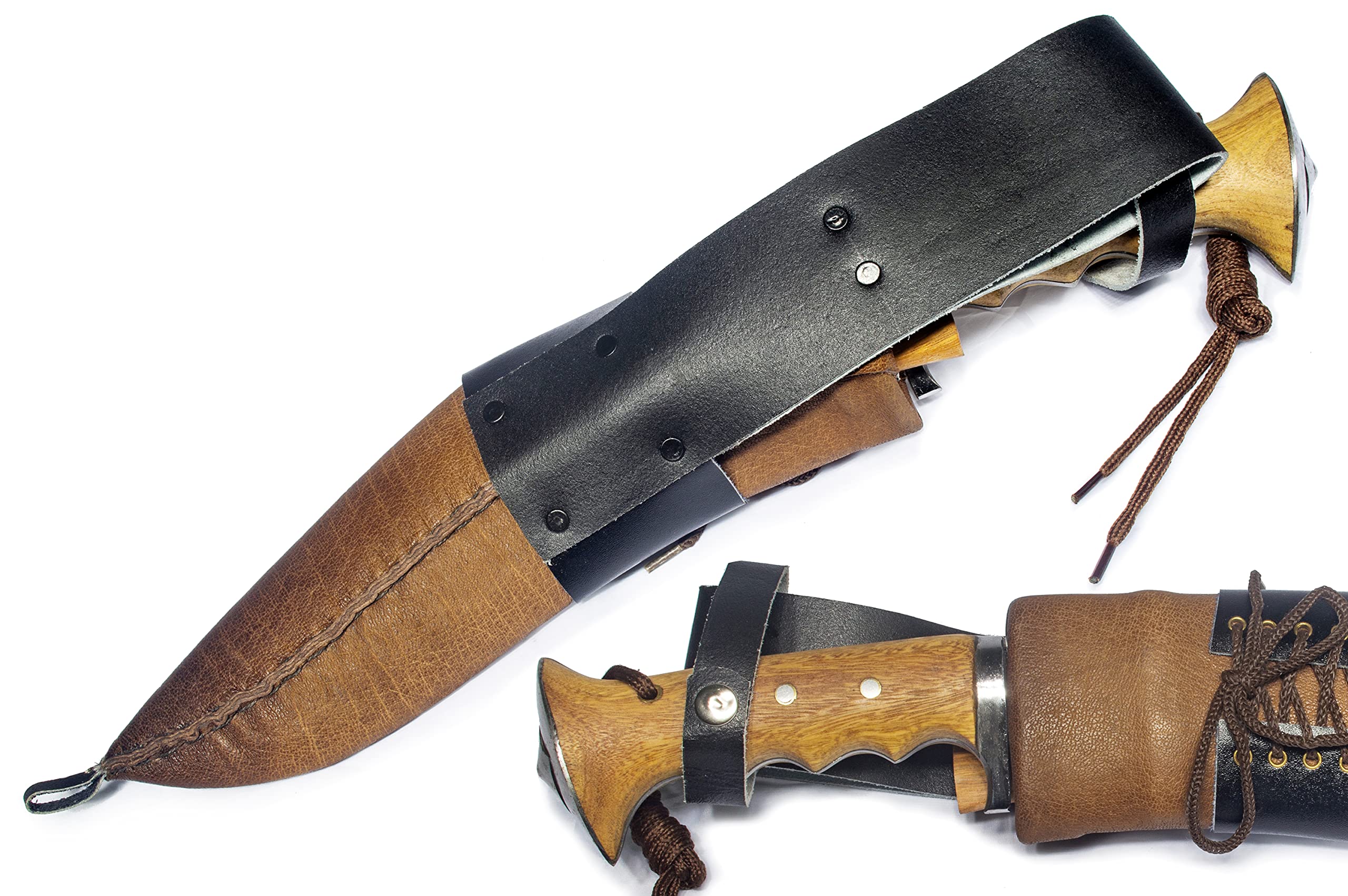 ESK Hand-Hammered Historical Iraqi Kukri Knife, 10” Blade Carbon Steel Kukri with Leather Sheath and 2 small knives, Handmade in Nepal by Bishwakarmas