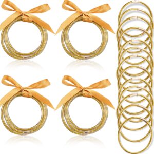 kigeli 20 pcs glitter jelly bangles bracelets set for buddha, glitter filled jelly gold buddha bracelets for summer women birthday, mother's day, bridal wedding party