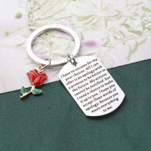 UJIMS Sorry Gifts Funny Apologizing Keychain Idea I Hope You Accept These Words Of Apology for Him Her Forgive Me Gift (Forgive Me Keychain)