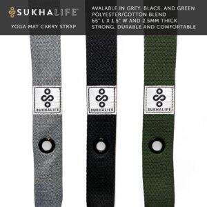 SukhaMat - Yoga Mat Strap, Extra-Durable and Comfortable | Multi-Purpose Strap/Carrier for Your Yoga Mat, Pilates or Exercise Mat (Black)