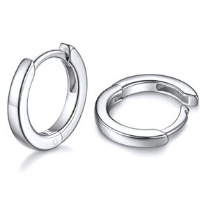 chicsilver 925 sterling silver small hoop earrings for women white gold plated silver huggie hoop earrings tiny hypoallergenic lightweight cartilage earring - 8mm