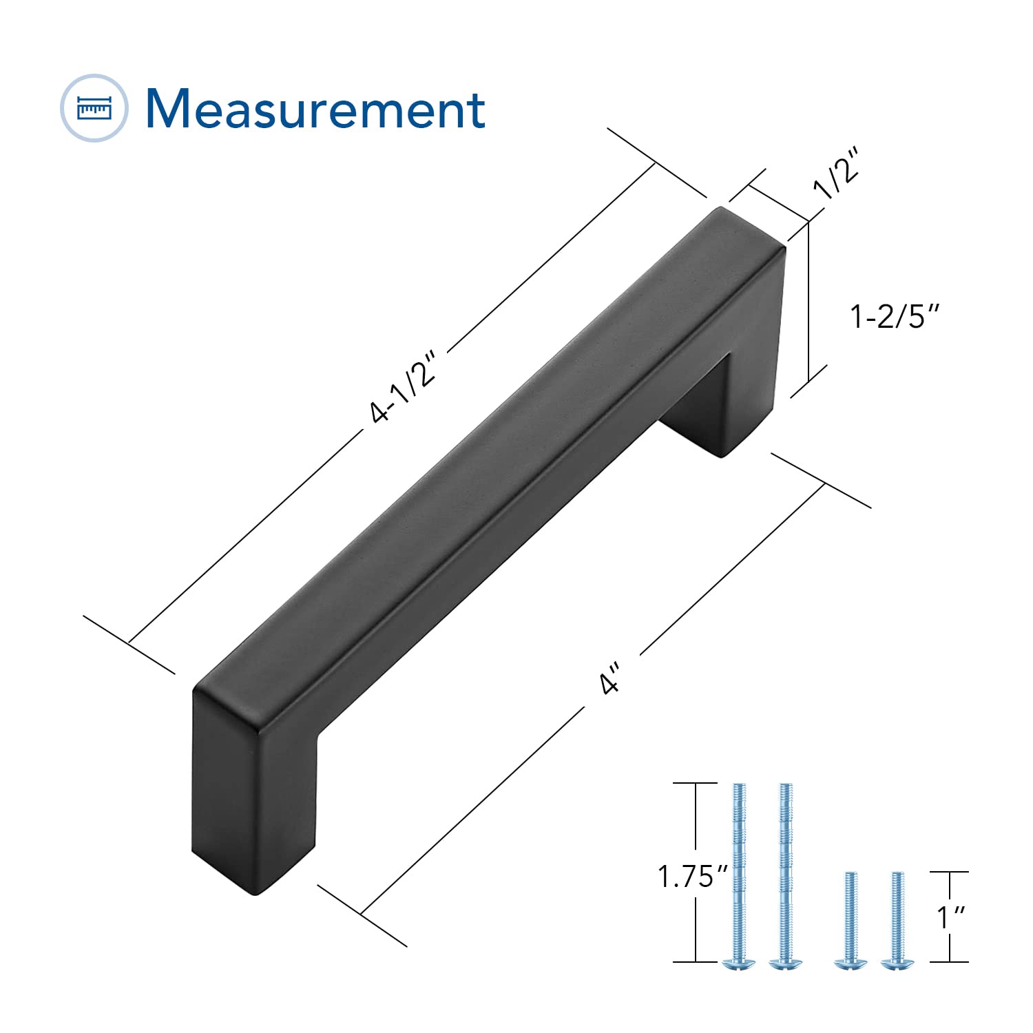 Ravinte 25 Pack Black Cabinet Pulls 4 Inch Square Cabinet Handles Matte Black Kitchen Hardware for Cabinet Square Drawer Pulls