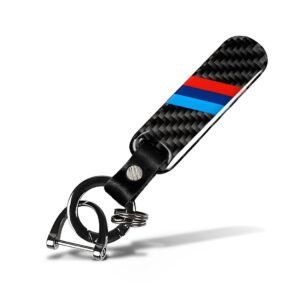 qomago car m 3 color keychain carbon fiber resin leather alloy set fashion sports car keyring