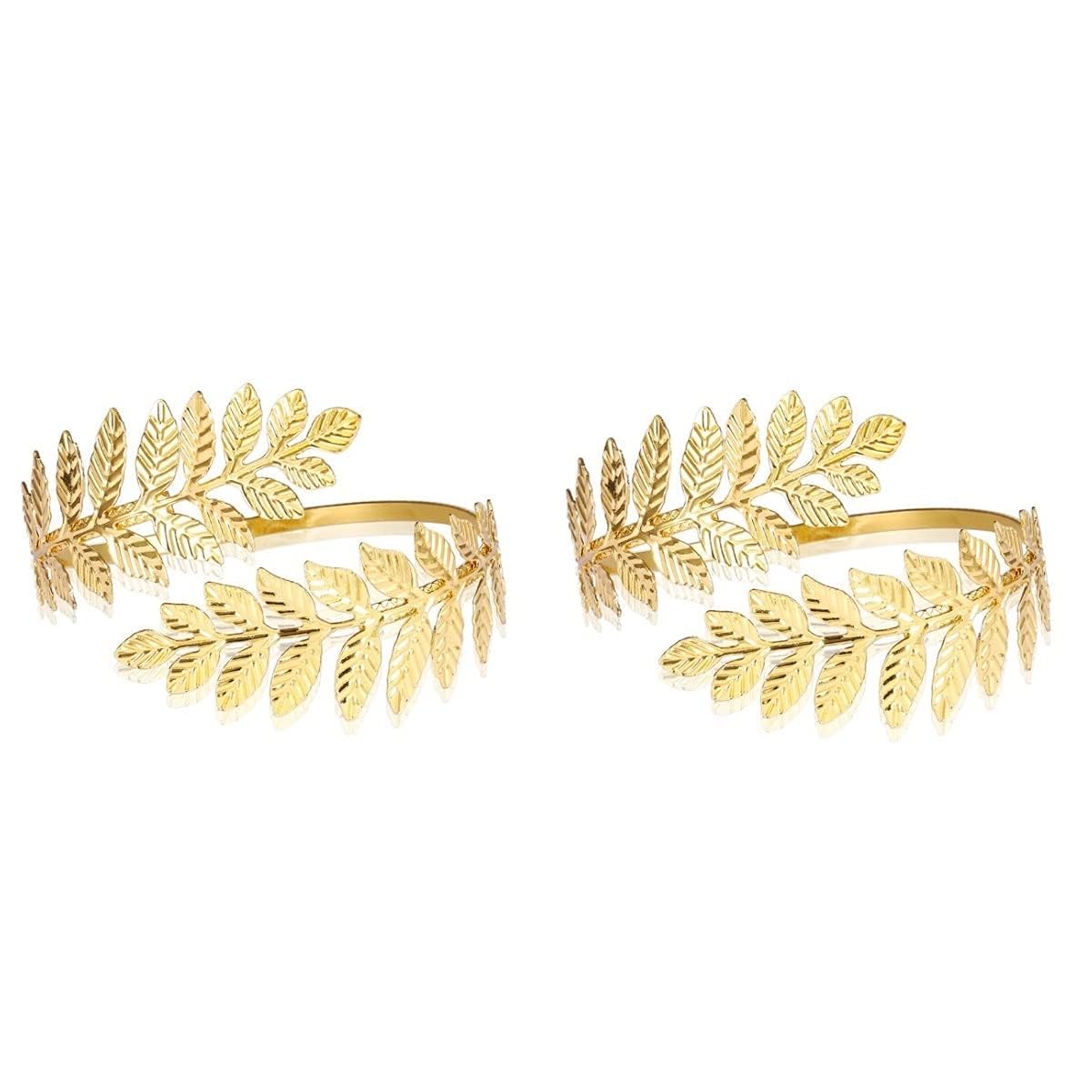 YOVECATHOU 1 Pair Fashion Swirl Leaf Upper Arm Band Bracelet Armlet Cuff Open Bangle Armband Adjustable Hammered Wrap for Women Wedding Jewelry Accessories