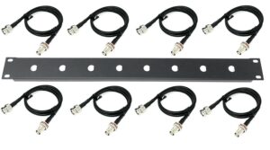 19" antenna re-location rack mount kit 1u front panel 8 hole ports w/ 8 cables