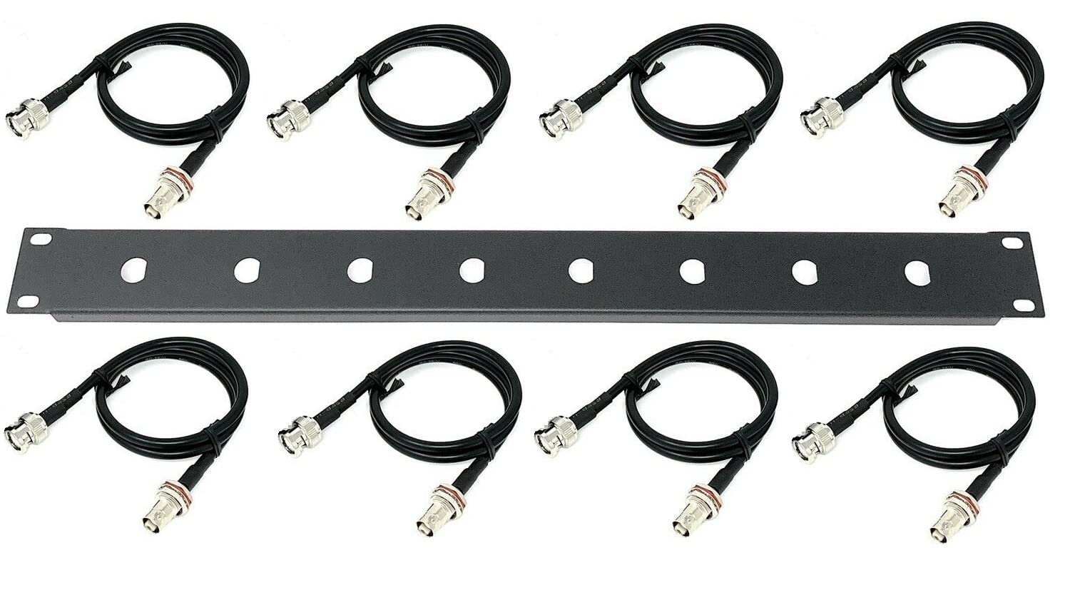 19" Antenna Re-Location Rack Mount Kit 1U Front Panel 8 Hole Ports w/ 8 Cables