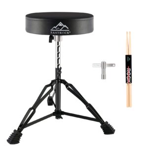 eastrock drum throne,padded drum seat drumming stools with anti-slip feet for adults and kids drummers (dark black)