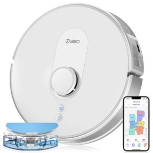 + 360 s8 robot vacuum and mop cleaner, customized smart mapping, lidar navigation, 2700pa strong suction, self-charging work with alexa/wifi/app, ideal for carpet and pet hair