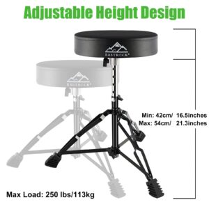 EASTROCK Drum Throne,Padded Drum Seat Drumming Stools with Anti-Slip Feet for Adults and Kids Drummers (Dark Black)